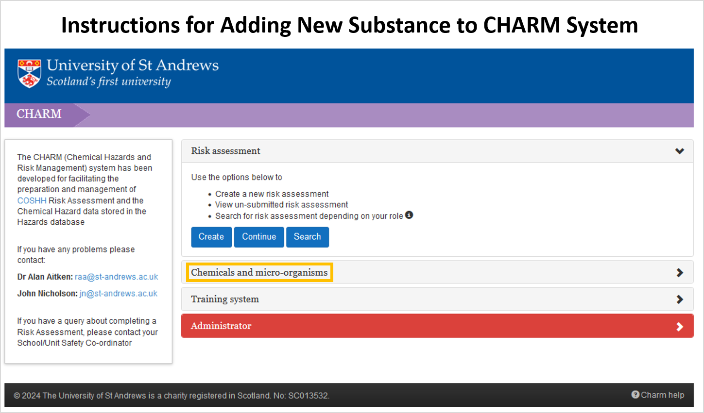 CHARM System – Chemistry H&S Website
